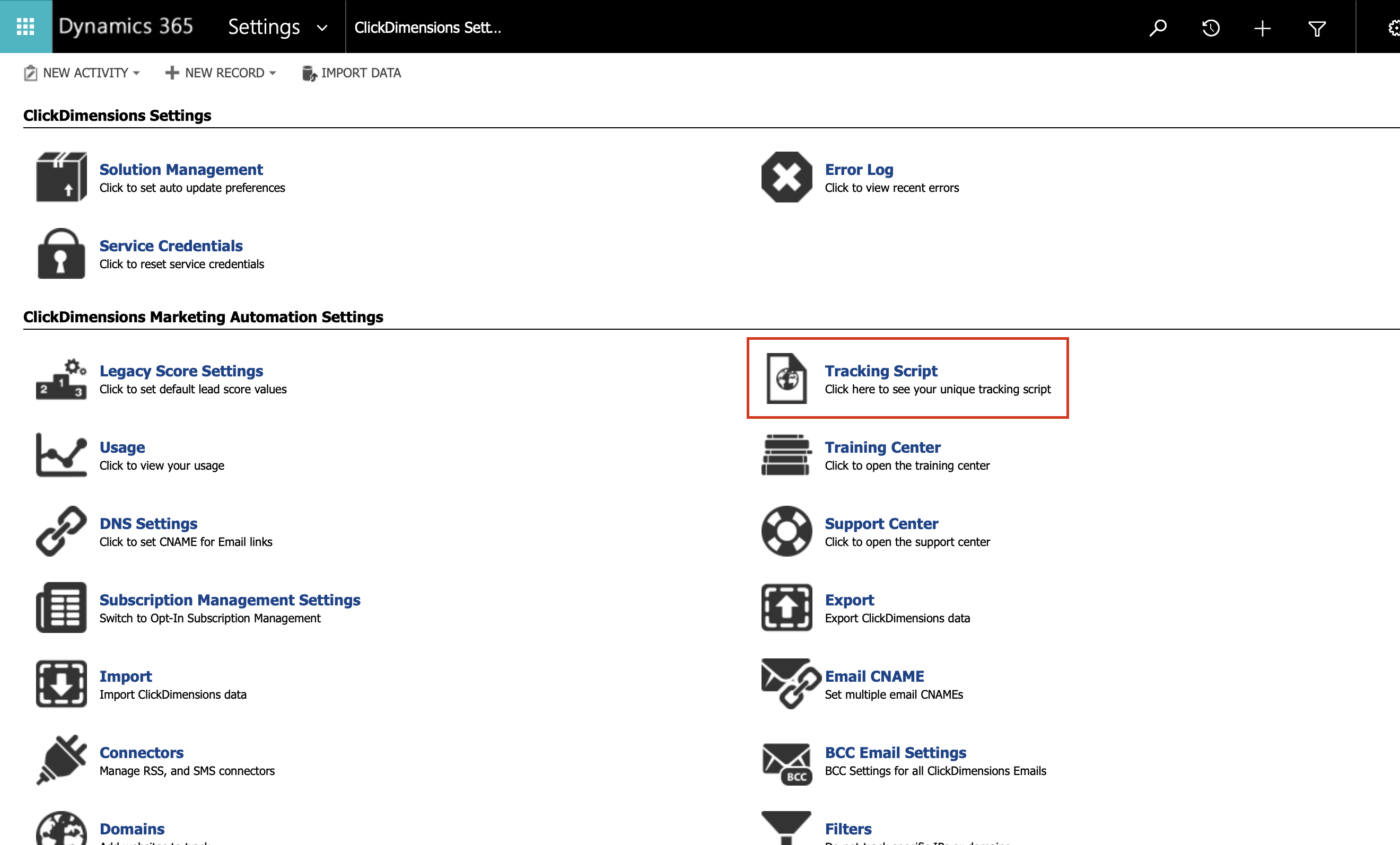 ClickDimensions Tracking Script | For A Fact